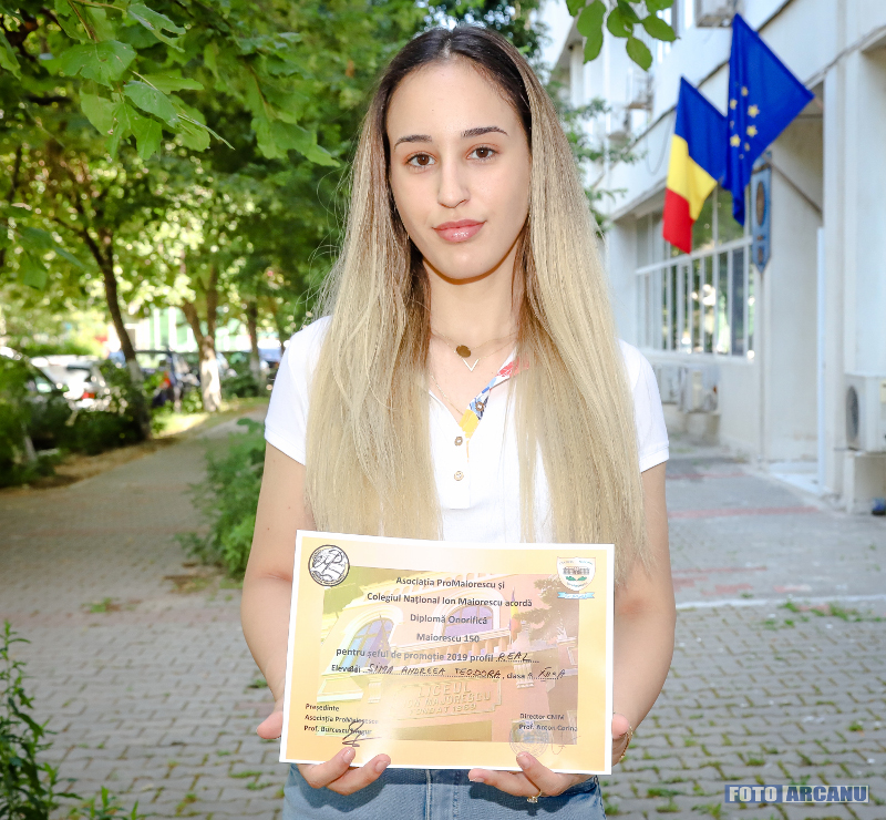 Felicitări! Andreea Teodora Sima, şef de promoţie la Colegiul Naţional ...